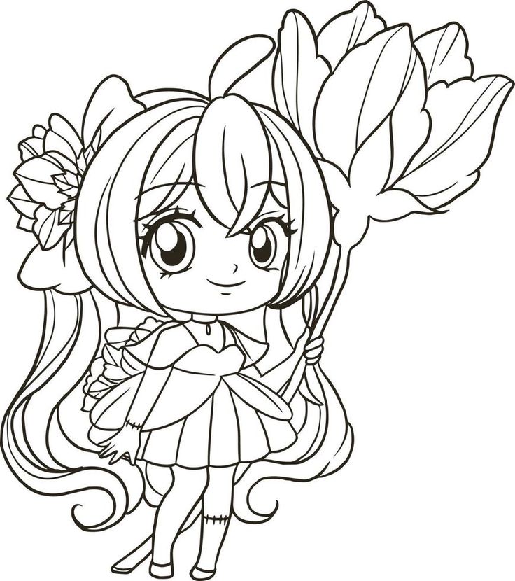 Coloring Page Cartoon Girl Cute Kawaii Manga Anime Illustration