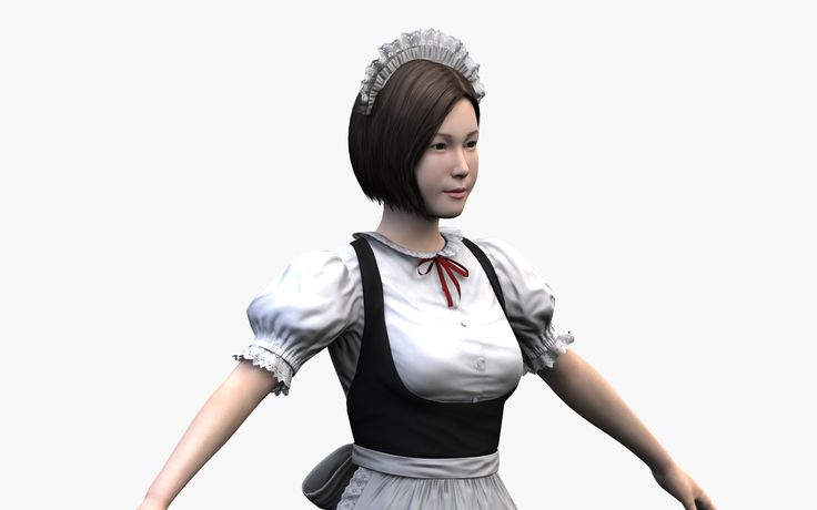Japanese Maid Outfit Girl 001 3d Model Tomoplace In 2021 Maid Outfit