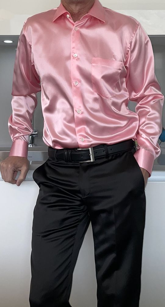 Pink Satin Suit Pink Shirt Outfit Men Formal Pink Button Up Shirt For Formal Occasions Men