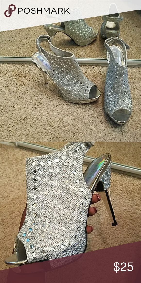 5 Silver Opened Toed Heels Open Toed Heels Heels Silver Heels
