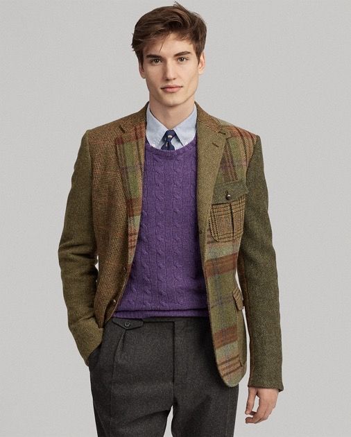 Tweed Sport Coat Fitted Oxford Shirt Leather Jacket Black Ralph