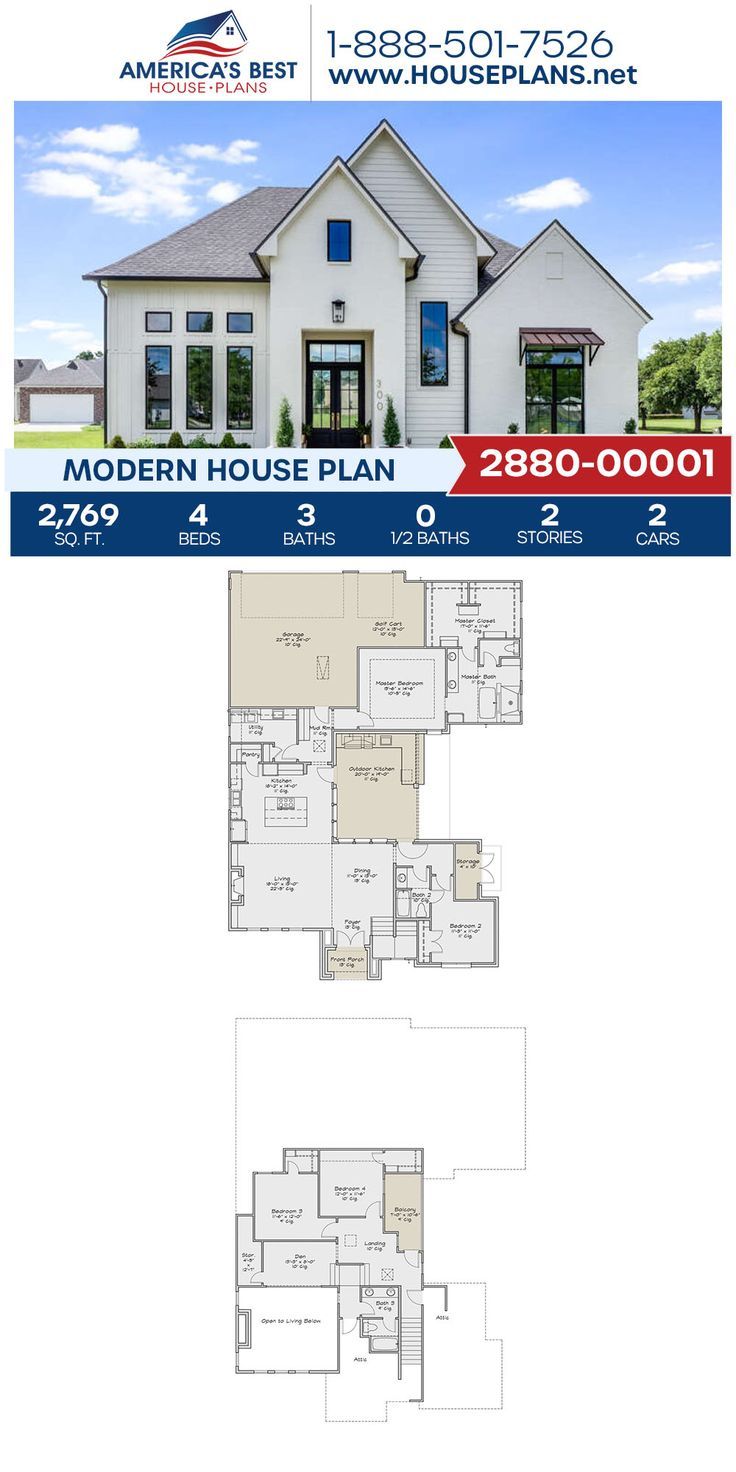 House Plan 2880-00001 - Modern Transitional Plan: 2,769 Square Feet, 4 ... House Plan 2880-00001 - Modern Transitional Plan: 2,769 Square Feet, 4 ...