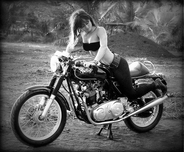 Girl On Bike Cafe Racer Girl Motorcycle Girl Motorbike Girl