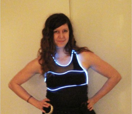 Sound Reactive El Wire Costume El Wire Costume Athletic Tank Tops Wearable Electronics