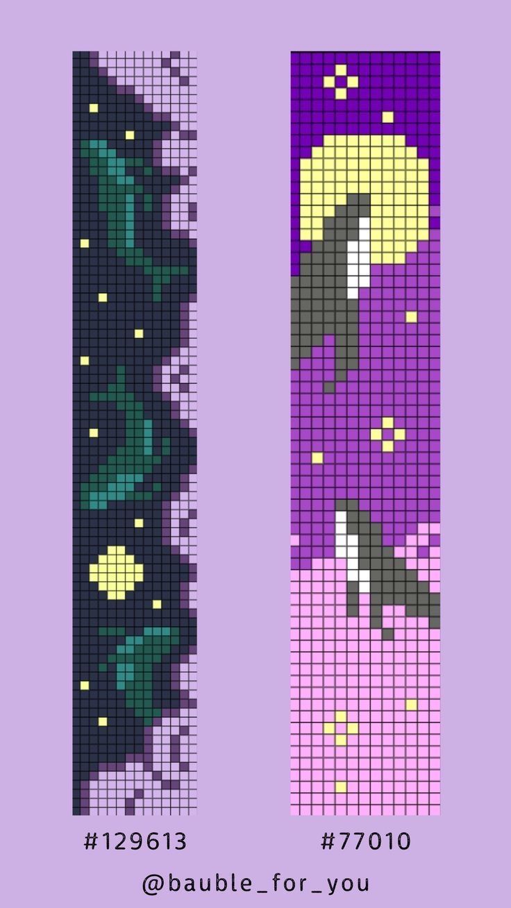 Two Cross Stitch Bookmarks One In Purple And The Other In Green