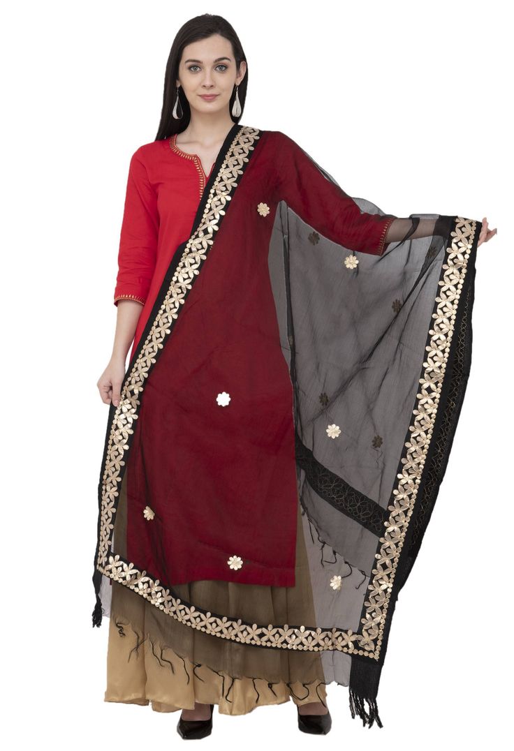 A R Silk Orgenza Gota Patti Fancy Dupatta Color Black Dupatta Or Chunni Fashion Color Silk
