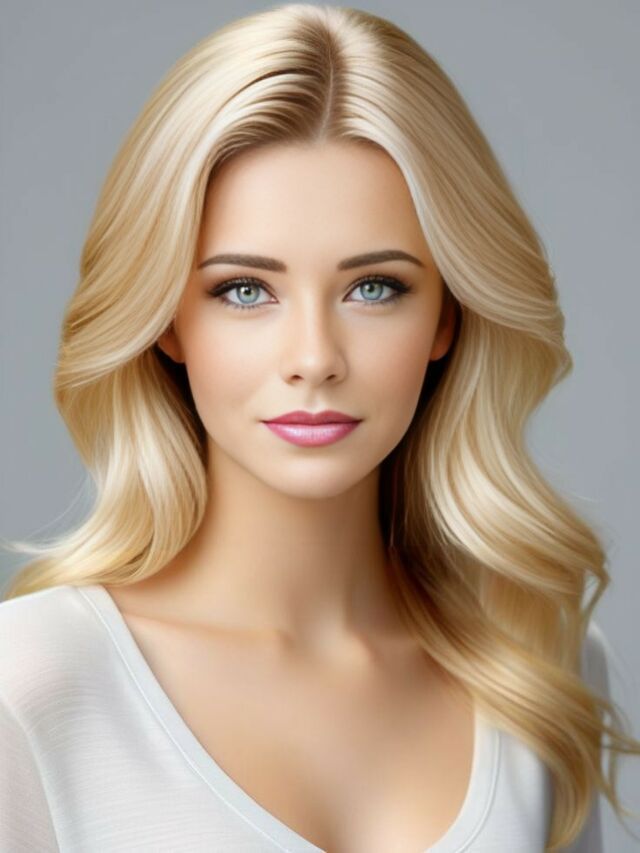 A Blonde Woman With Blue Eyes And Long Hair Wearing A White Top Is Looking At The Camera
