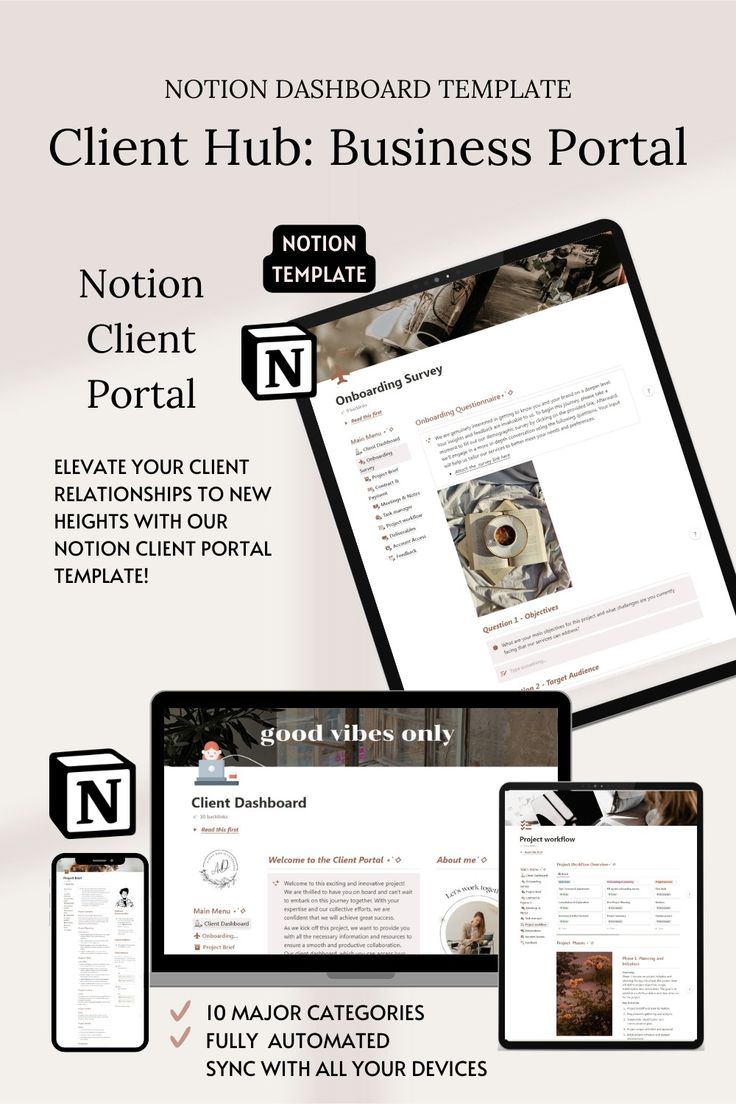 Notion Template Client Portal Client Dashboard Project Tracker Client Onboarding Notion