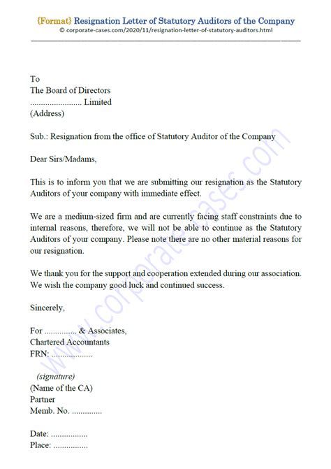Auditor Resignation Letter Template: A Comprehensive Guide Auditor Resignation Letter Template: A Comprehensive Guide