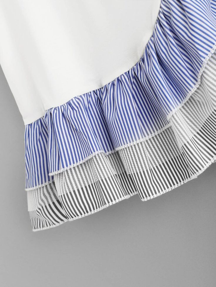Tiered Striped Ruffle Trim Pep Hem Tee | Ruffle trim, Striped, Ruffle Tiered Striped Ruffle Trim Pep Hem Tee | Ruffle trim, Striped, Ruffle