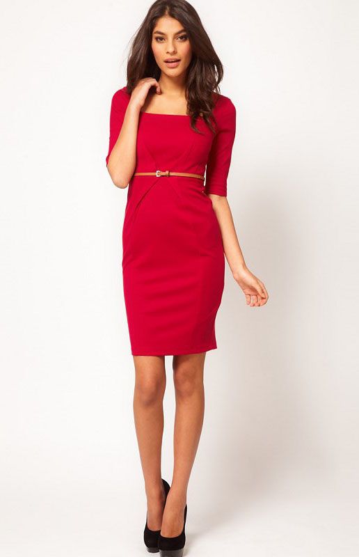 Classy Red Dress - Red Square Neck Half Sleeve Bodycon Dress | Bodycon ... Classy Red Dress - Red Square Neck Half Sleeve Bodycon Dress | Bodycon ...
