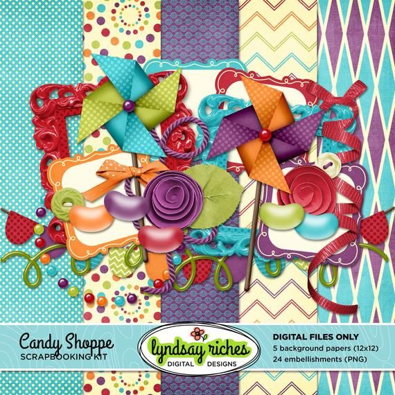 Digital Scrapbooking Kit Candy Shoppe Printable Paper Craft Etsy