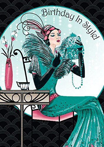 Art Deco Lady ~ Birthday In Style ~ Birthday Card Art Deco Cards Art Deco Lady Greeting Card Art