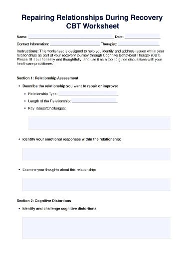 Printable Repairing Relationships During Recovery Cbt Worksheet Free Pdf Download In 2024