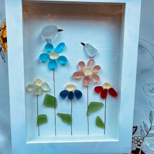 Sea Glass Pebble Art Pebble Art Birds T For Her Friendship T Seaglass Picture Bird