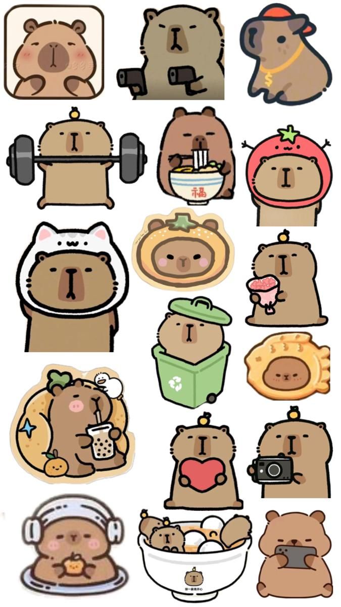 Capybara Stickers Collage In 2024 Cute Easy Doodles Cute Doodles Cute Easy Drawings