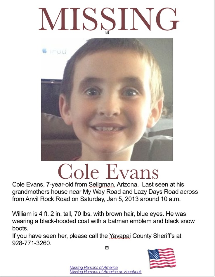 Missing Persons Of America Latest News And Information Cole Evans 7