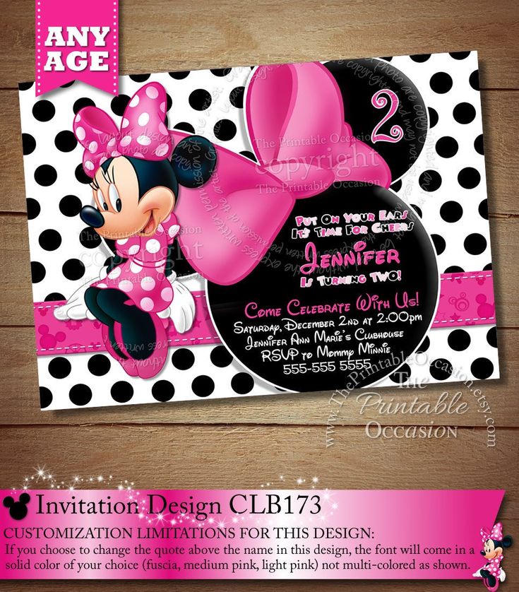 HUGE SELECTION Black Polka Dot Minnie Mouse Birthday Invitation, Pink ... HUGE SELECTION Black Polka Dot Minnie Mouse Birthday Invitation, Pink ...
