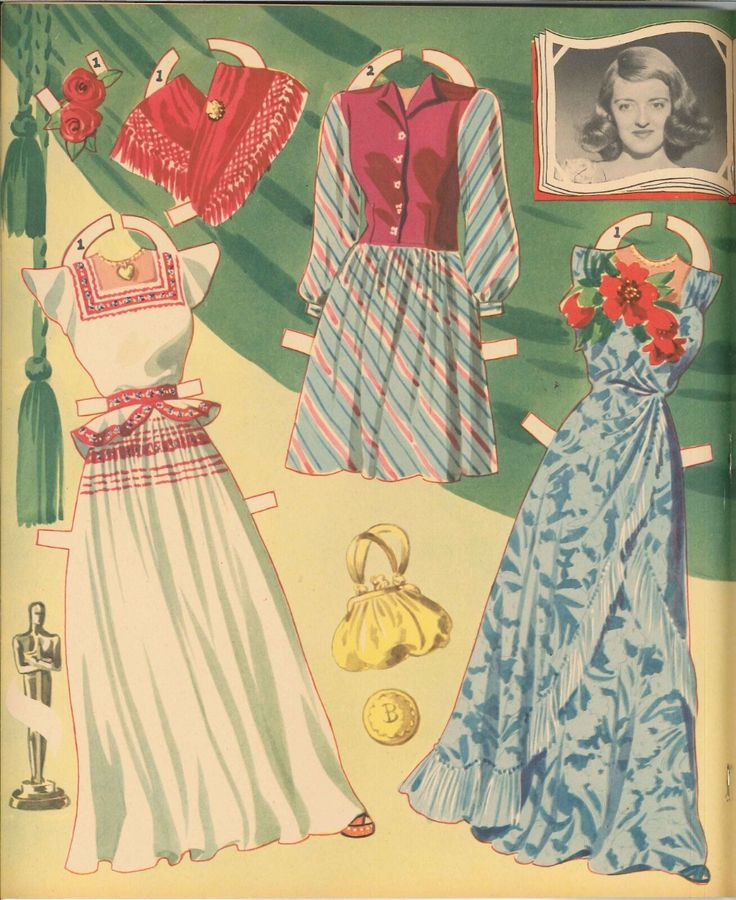 Vintage Uncut 1940s Bette Davis Paper Dolls ~merrill~org Sz~lasr