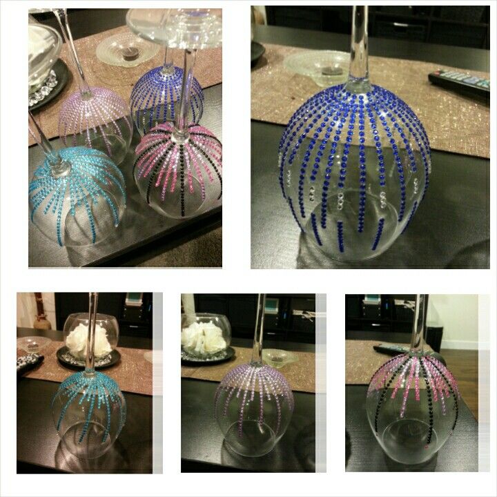 Diy Bedazzled Wine Glasses Diy Wine Glasses Diy And Crafts Sewing Diy Wine