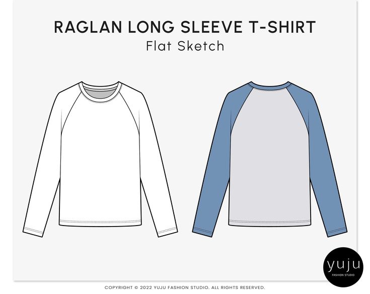 Raglan Long Sleeve T-shirt Fashion Flat Sketch, Fashion Template ... Raglan Long Sleeve T-shirt Fashion Flat Sketch, Fashion Template ...