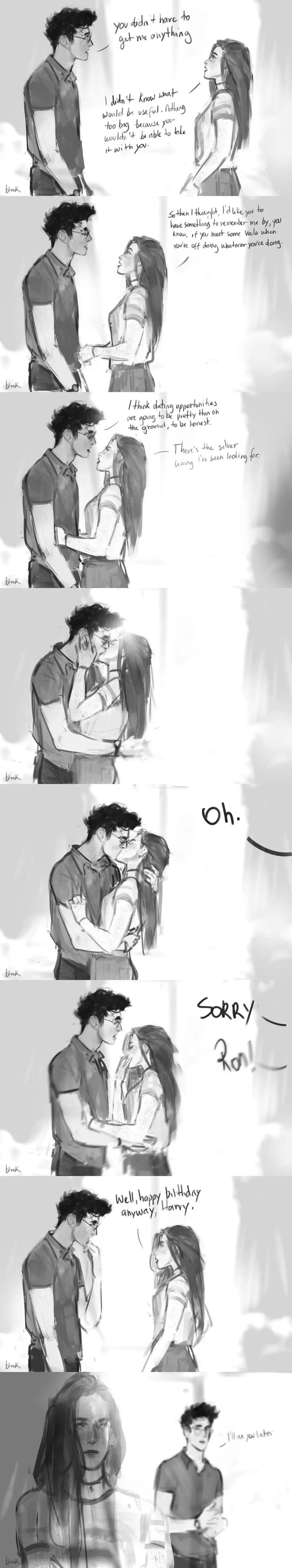Birthday Kiss Harry And Ginny Harry Potter Fanfiction Harry Potter Kiss