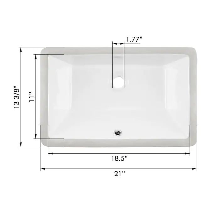 Superior Sinks White Glazed Porcelain Undermount Rectangular Bathroom