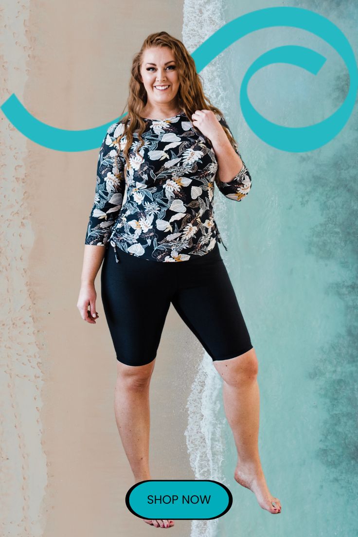 Plus Size Margaux Swim Top With Long Bike Swim Shorts Calypsa By Modli