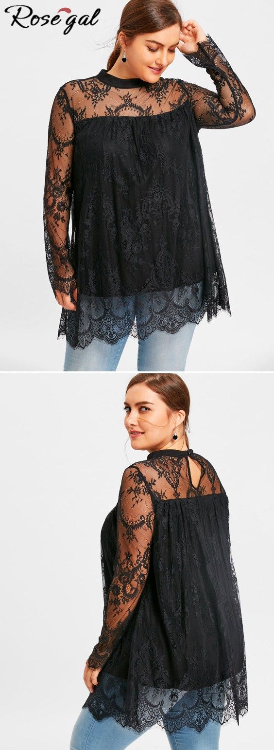 Rosegal Plus Size Black Blousr Plus Size Vintage Dresses Blouses For Women Women Tunic Tops