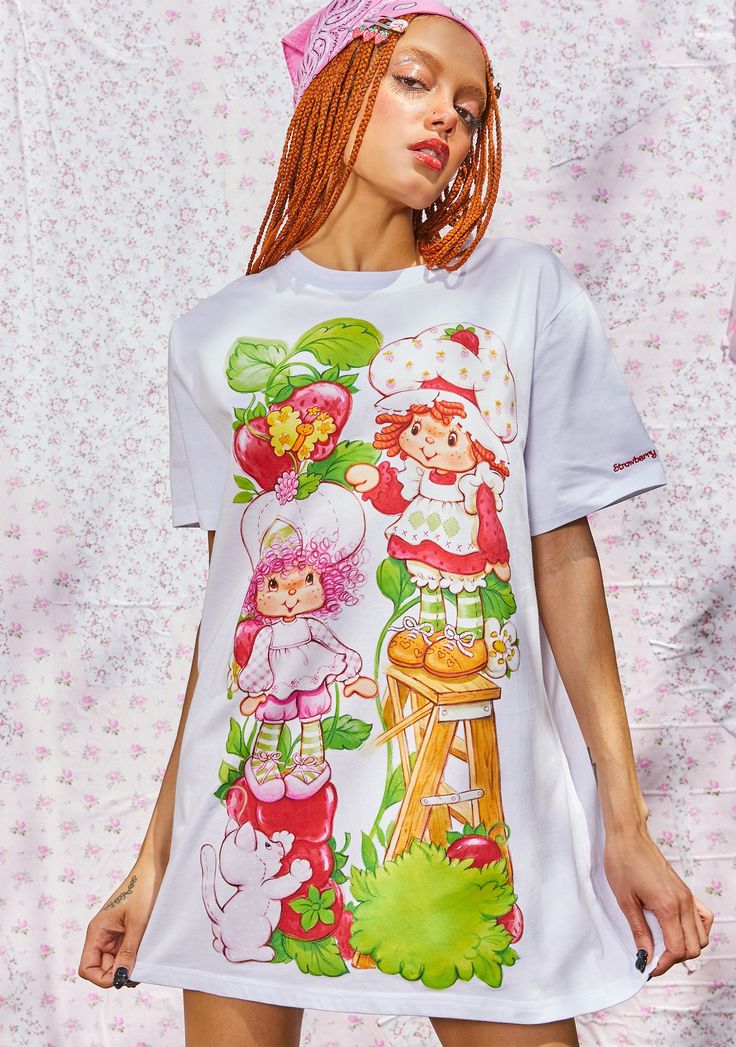 Dolls Kill X Strawberry Shortcake Oversized Graphic Tee - White ... Dolls Kill X Strawberry Shortcake Oversized Graphic Tee - White ...