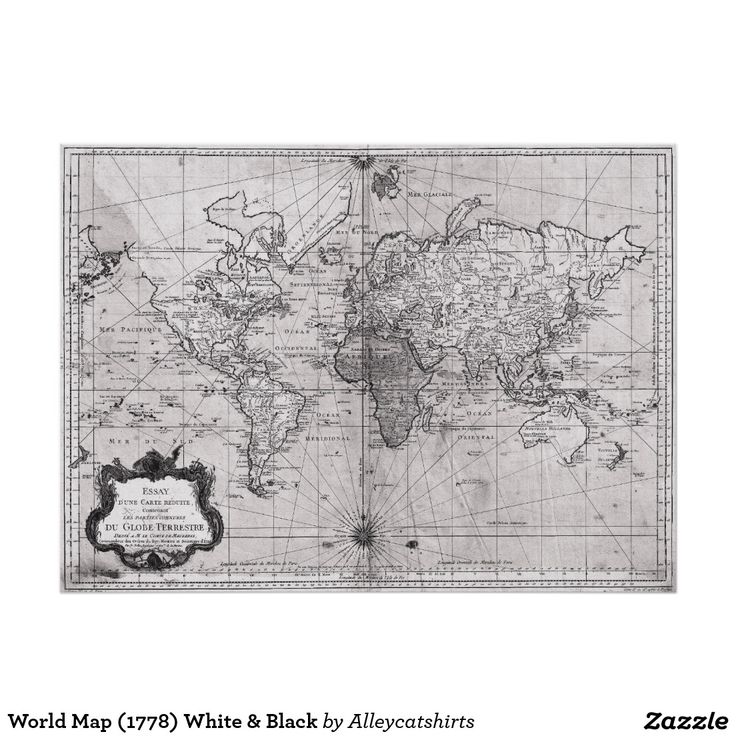 World Map (1778) White & Black Poster | Zazzle | Vintage map, World map ... World Map (1778) White & Black Poster | Zazzle | Vintage map, World map ...