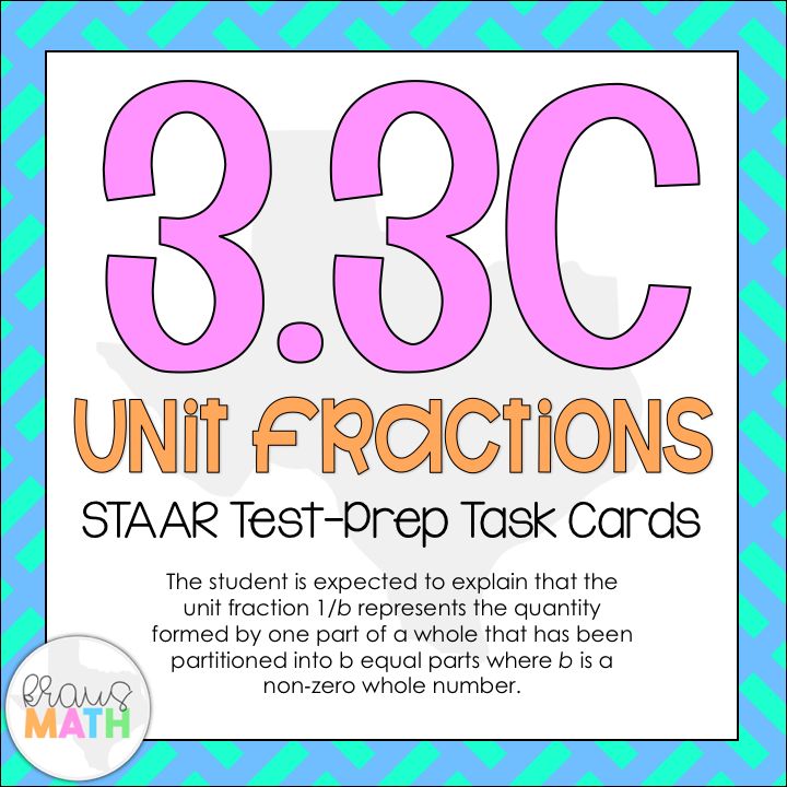 3 3c Unit Fractions Staar Test Prep Task Cards 3rd Grade Math Teks