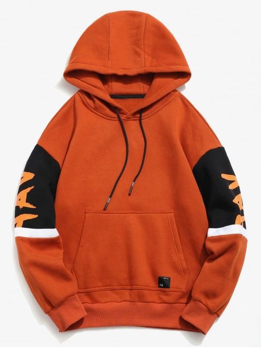Zaful Letter Stripe Contrast Fleece Hoodie Hoodies Fleece Hoodie