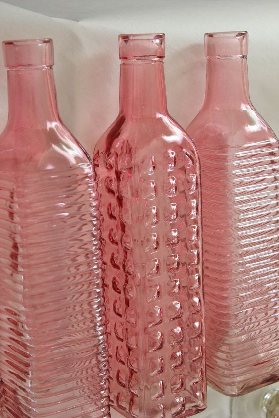 Set Of 10 Light Pink Glass Bottles Peachy Pink By Embellish1122 5000 Pink Glass Flower