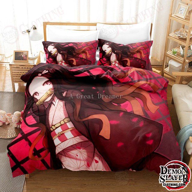Nezuko Bed Set Smooth Warm Comfortable New 2023 Demon Slayer Merch Store Demon Slayer