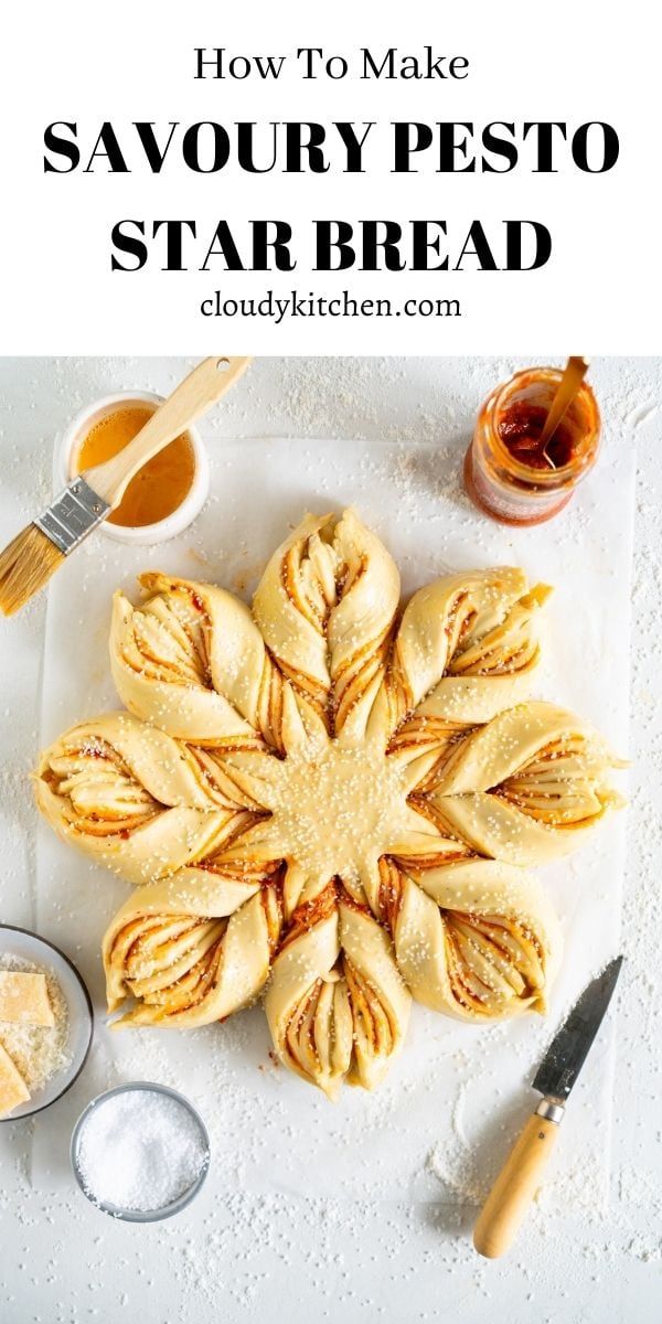 Spicy Tomato Pesto And Parmesan Star Bread Recipe Star Bread Savoury Baking Tomato Pesto