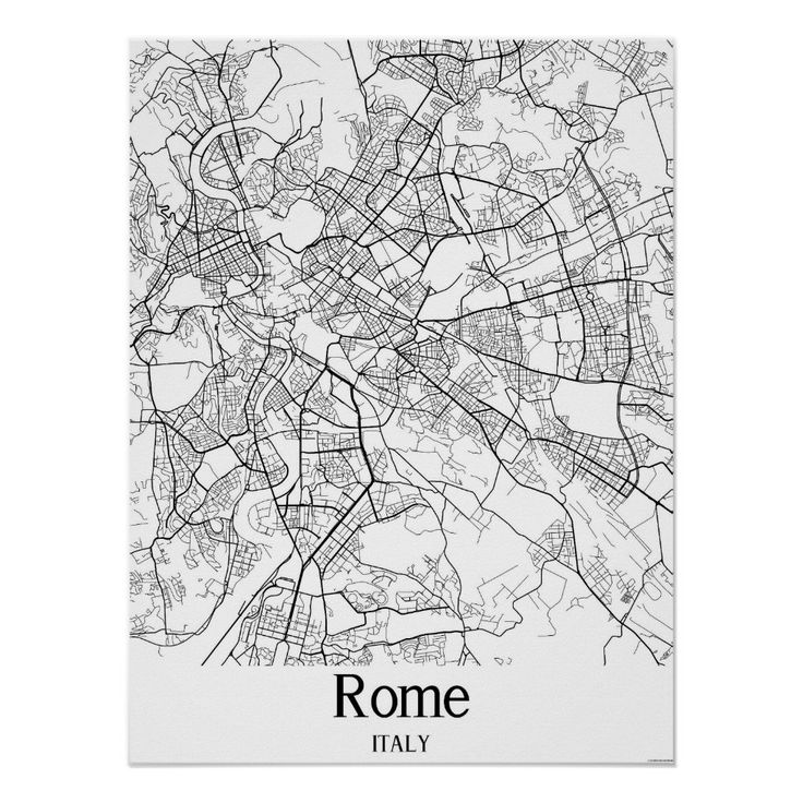 Rome Italy Black And White Europe City Map Poster Zazzle City Map