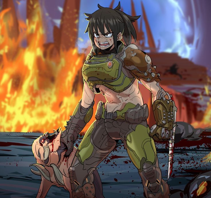 Doom Eternal Fan Art Аниме девушка Мультипликационные рисунки Милые рисунки