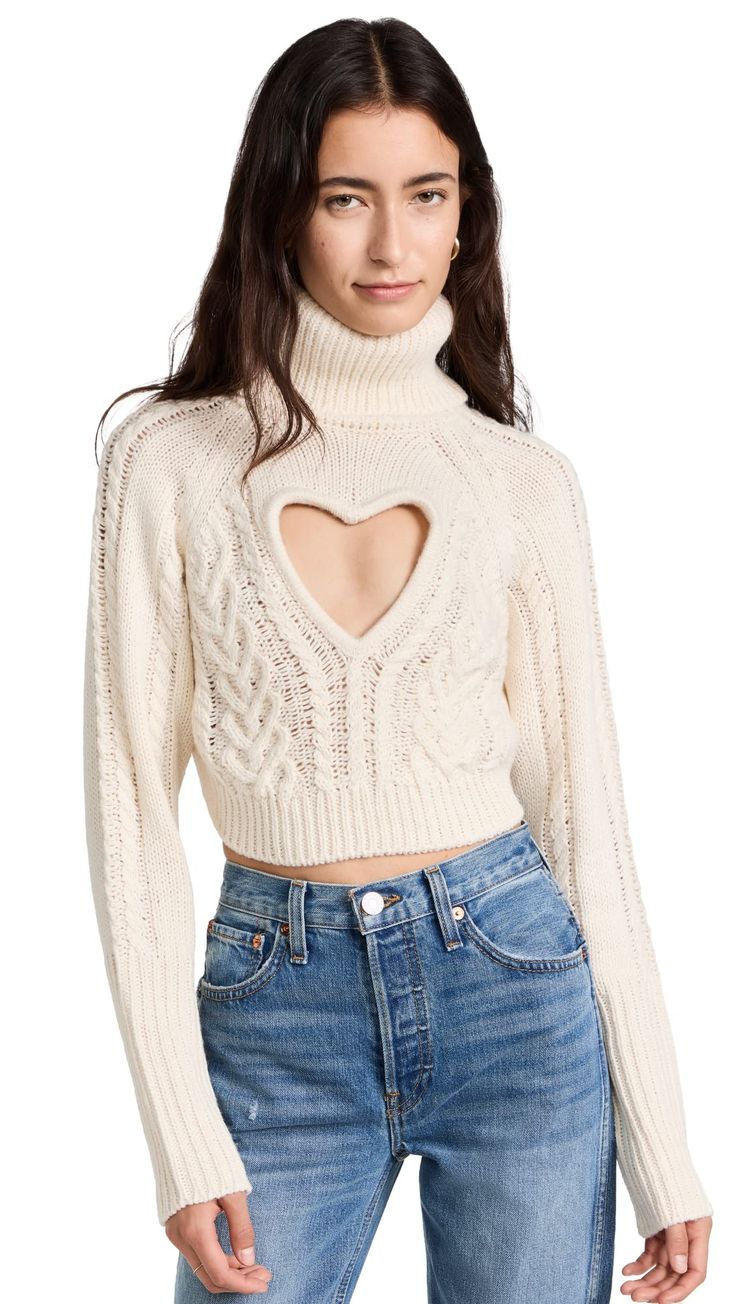 For Love And Lemons Womens Vera Cropped Cutout Sweater Cutout Sweater