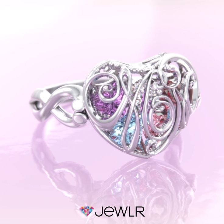 Sterling Silver Encased In Love Caged Hearts Ring With Infinity Band