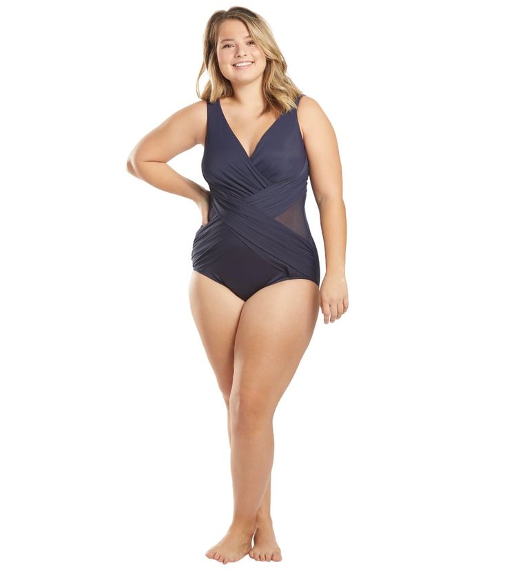 Miraclesuit Plus Size Illusionist Crossover One Piece Swimsuit D Cup
