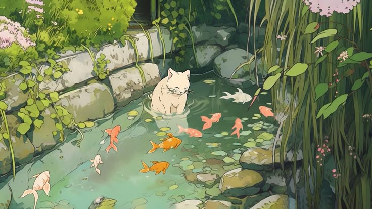 Pc Wallpaper Phone Wallpaper Backgrounds Cute Wallpaper Digital Art Aesthetic Art Cat