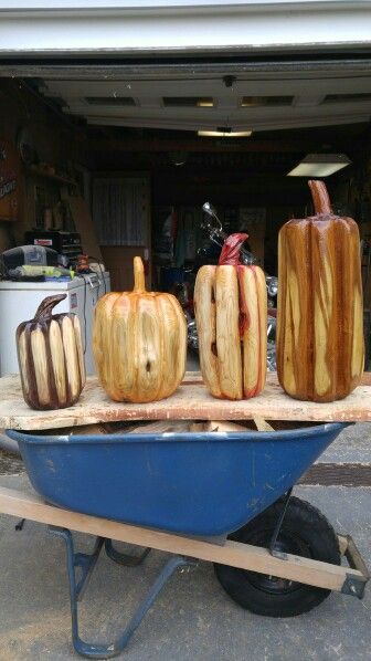 Chainsawed Pumpkins Halloween Wood Crafts