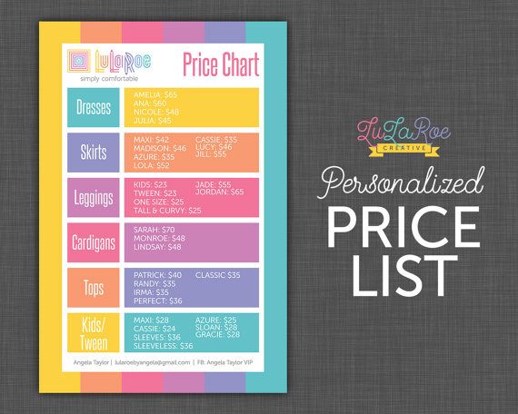Lularoe Price List Custom Lularoe Seller Sheet By Lularoecreative Lularoe Prices Personalized