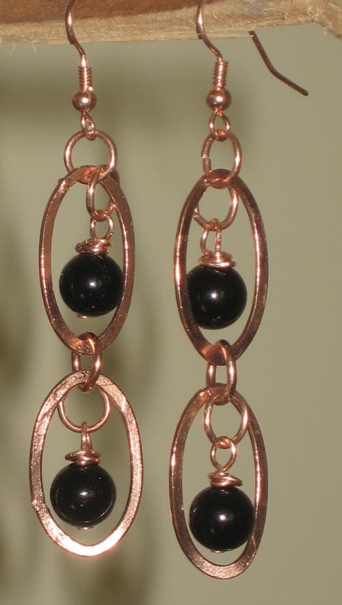 Black Jasper Beads And Copper Hoop Earrings Eco Friendly Etsy
