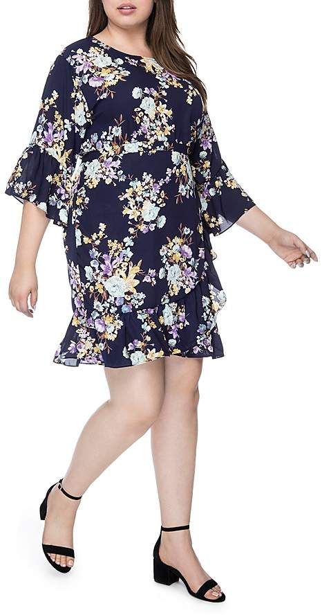 B Collection By Bobeau Curvy Royal Garden Flutter Dress Women Plus