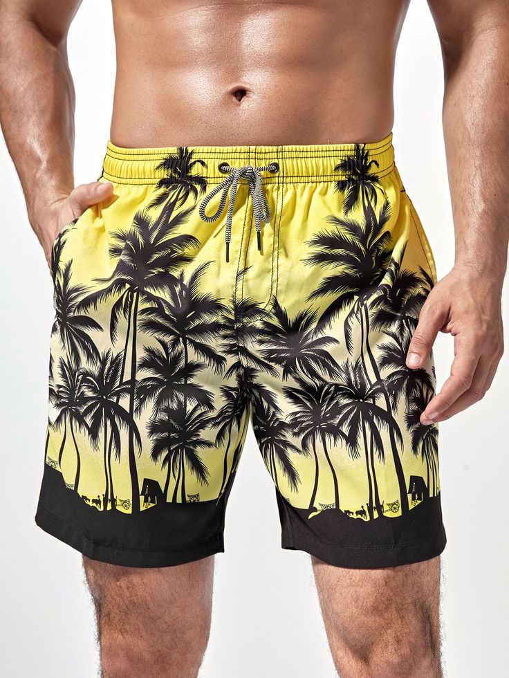 Multicolor Vacation Polyester Tropical Bottoms Embellished Non Stretch