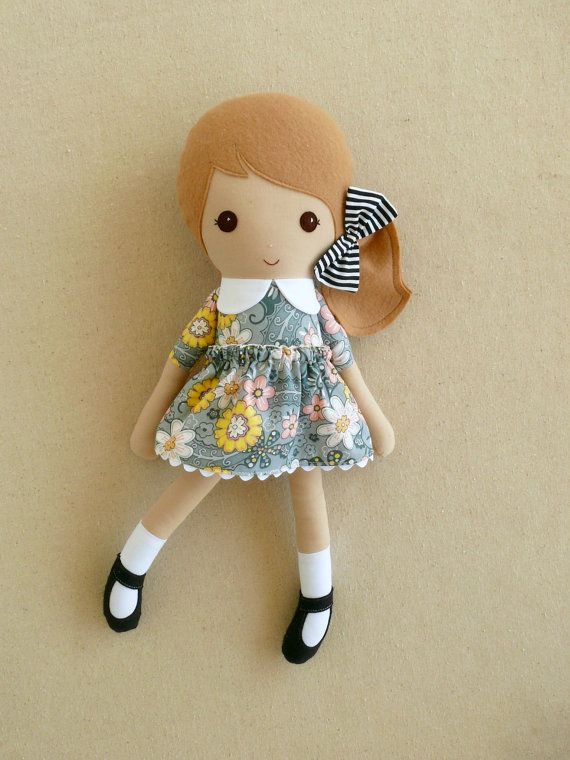 Fabric Doll Rag Doll Light Brown Haired Girl In By Rovingovine Diy