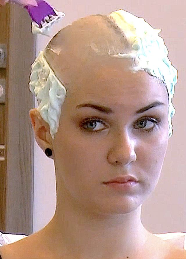Pin By David Connelly On Bald Women Covered In Shaving Cream 02 Shaved Hair Women Bald Women