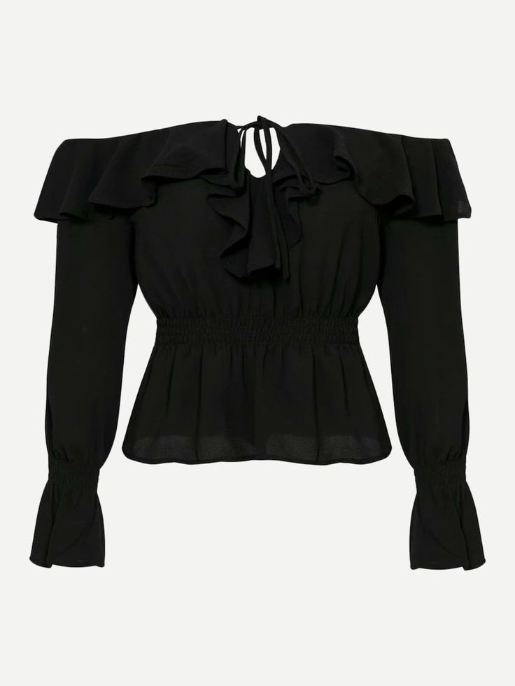 Bardot Ruffle Trim Pep Hem Top | Tops, Hem top, Spring shirts Bardot Ruffle Trim Pep Hem Top | Tops, Hem top, Spring shirts